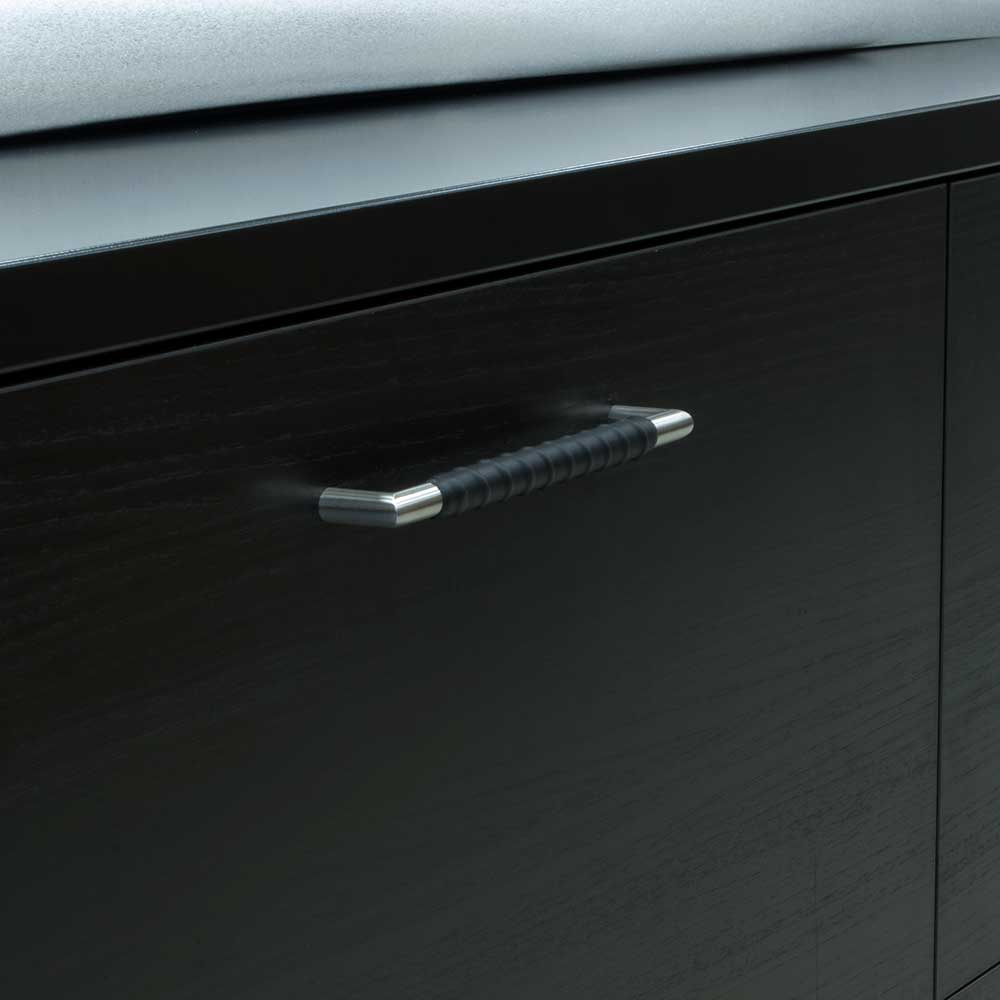 Håndtak Norma 12 - Rustfrit/Svart Lær | Beslagonline.no